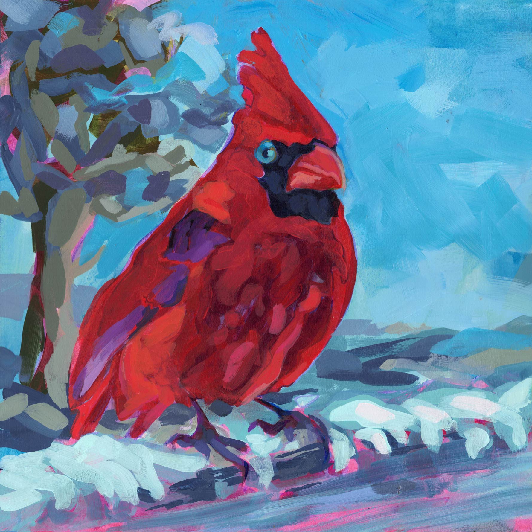Cardi B, Red Cardinal, Original – Amelia Doolittle Art